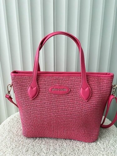 Pierre Cardin torebka shopper fuksja plecionka ⭐